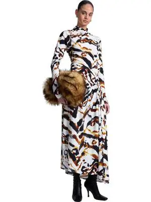 A.L.C. Printed Jersey Maxi Dress - Black/camel