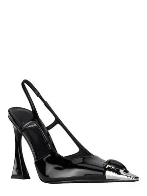 Jeffrey Campbell Sorcerer Leather Slingback Pumps Black/silver