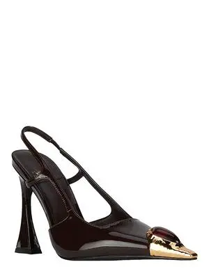 Jeffrey Campbell Sorcerer Leather Slingback Pumps - Brown/gold