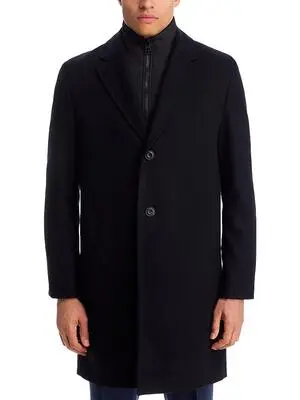 Hugo Milogan Extra Slim Fit Topcoat With Zip-out Bib - Black