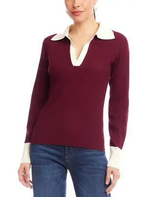 Karen Kane Collared Ribbed Sweater - Wcr