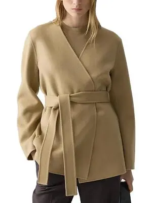 Theory Wool And Cashmere Wrap Jacket - New Camel