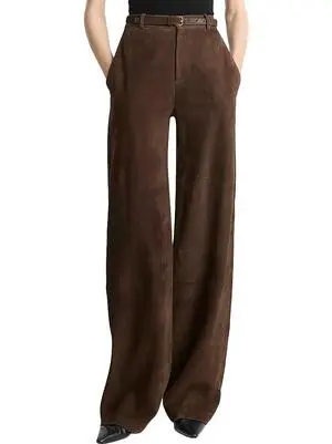 Vince Mid-rise Suede Trousers - Deep Espresso