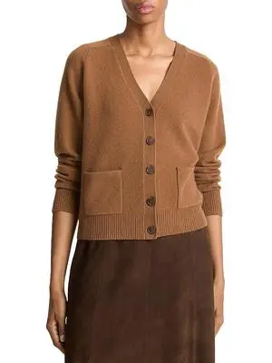 Vince V-neck Pocket Cardigan Sweater - Cognac