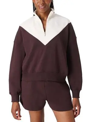 Sweaty Betty Revive Crop Half Zip Sweatshirt - Sable Brown