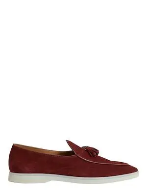 REISS Harrison Slip-on Tassel Loafers - Maroon Red