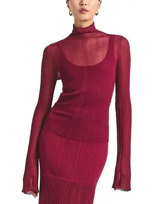 Derek Lam 10 Crosby Isolde Sheer Knit Top - Carmine