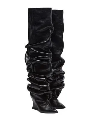 Balmain Wedge Thigh-high Boots - Black