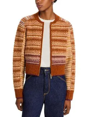 3.1 Phillip Lim Jacquard Raglan Zip Cardigan - Sunset Multi