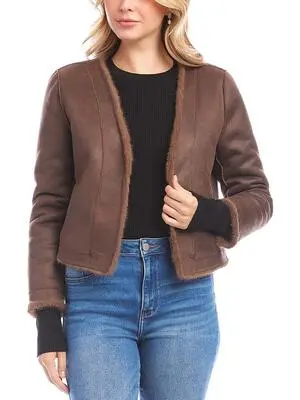 Karen Kane Reversible Faux Fur Jacket - Brown