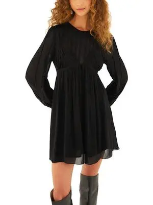 Farm Rio Pleated Mini Dress - Black