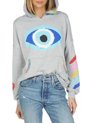 Lauren Moshi Raya Painted Evil Eye Hoodie - Heather Grey