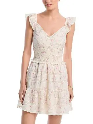 LoveShackFancy Finney Lace Trim Mini Dress - Magnolia