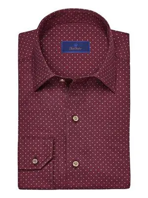 David Donahue Printed Sport Shirt - Merlot