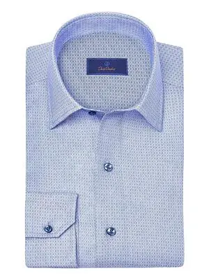 David Donahue Printed Sport Shirt - Blue/ Purple