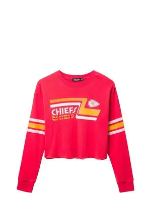 Junk Food Clothing Nfl Kansas City Chiefs Retro Crop Fleece Sweatshirt - Licorice