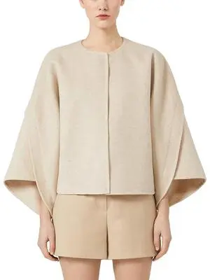 Max Mara Wool Cashmere Cropped Coat - Sand