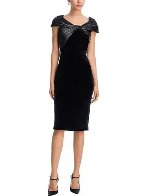 Eliza J Wrap Neckline Cocktail Dress - Black