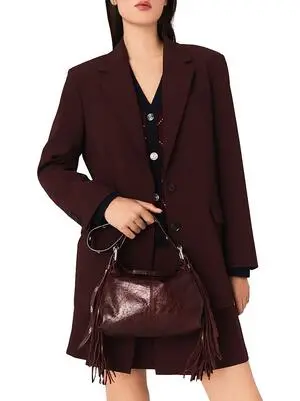 Maje Vordeauli Belted Jacket - Burgundy