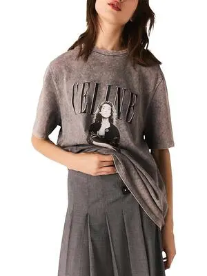 Maje Celine Dion Graphic Tee - Grey