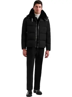 Rudsak Quilted Down Puffer Jacket With Shearling Collar - Black