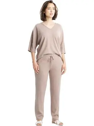 Natori Tranquility Waffle Tapered Pants - Brown