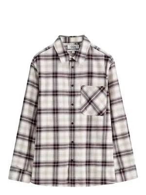 Cos Checked Pima Cotton Shirt Beige