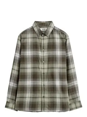Cos Checked Pima Cotton Shirt Brown