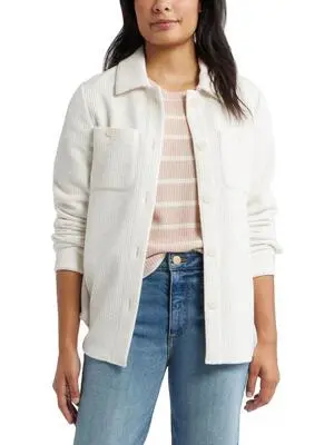 Caslon Textured Knit Shirt Jacket - Ivory Pristine