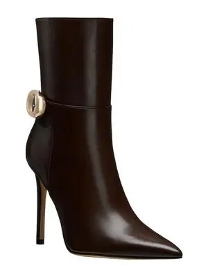 STUART WEITZMAN Power Buckle Leather Bootie Walnut