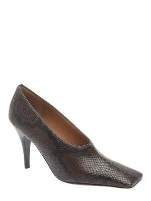 Stella McCartney Snakeskin Embossed Faux Leather Pump - Coffee
