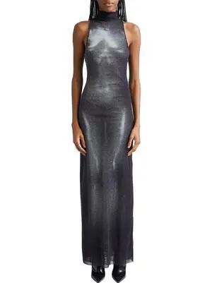 Jean Paul Gaultier Body Dust Print Mesh Dress - Black/silver
