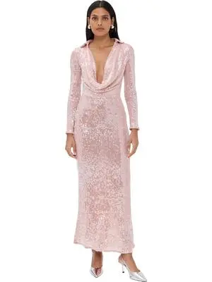 Bardot Lorel Sequin Mesh Maxi Dress - Bliss Pink