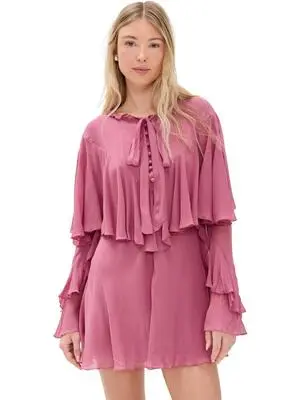 LoveShackFancy Liraine Mini Dress - Deep Rose