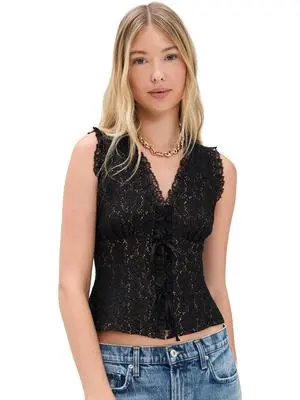 Paige Anais Lace Top - Black W/ Nude Brown Lining