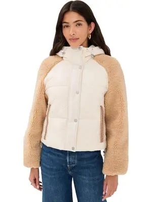 UGG Braided Trim Puffer Jacket - Cream/sand