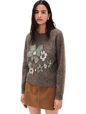 Astr The Label Conetta Sweater - Brown Green Floral