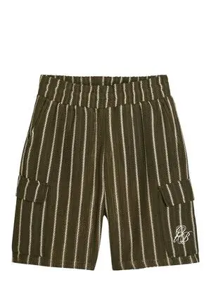 ONLY THE BLIND Wood Crochet Striped Cotton-blend Shorts - Green