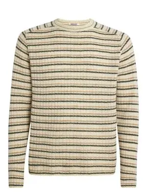 Auralee Wool-cashmere Striped Sweater - White