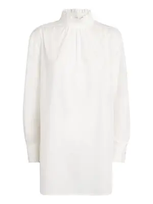 Max Mara Cotton Ruffle-neck Shirt - White