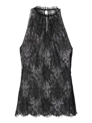 Alexander McQueen Lace Sleeveless Top - Black