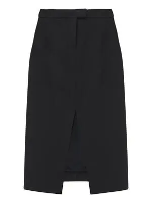 Alexander McQueen Stretch-wool Midi Skirt - Black