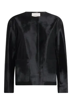 Lafayette 148 New York Cowhide Leather Cropped Jacket - Black