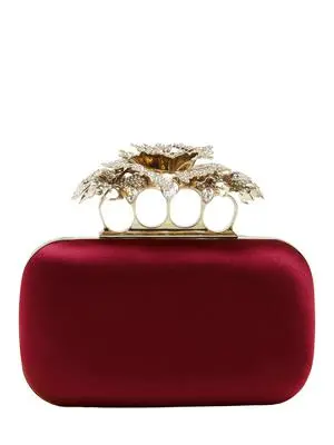 Alexander McQueen Silk Carnation Knuckle Duster Clutch - Burgundy