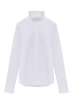 ALEXANDER MCQUEEN Cotton Ruffle-Trimmed High-Neck Shirt