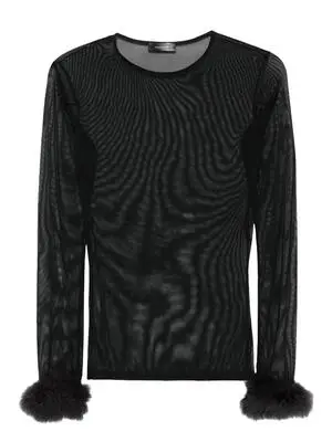 MUGLER Marabou Mesh Top - Black