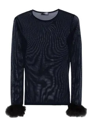 MUGLER Marabou Mesh Top - Blue