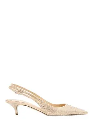 Rene Caovilla Olivia Embellished Slingback Pumps - Beige