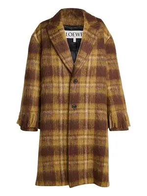 Loewe Plaid Oversized Alpaca-wool Coat - Yellow/mul