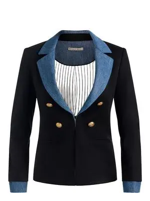 Alice + Olivia Mya Denim-trim Blazer - Blackliana Blue